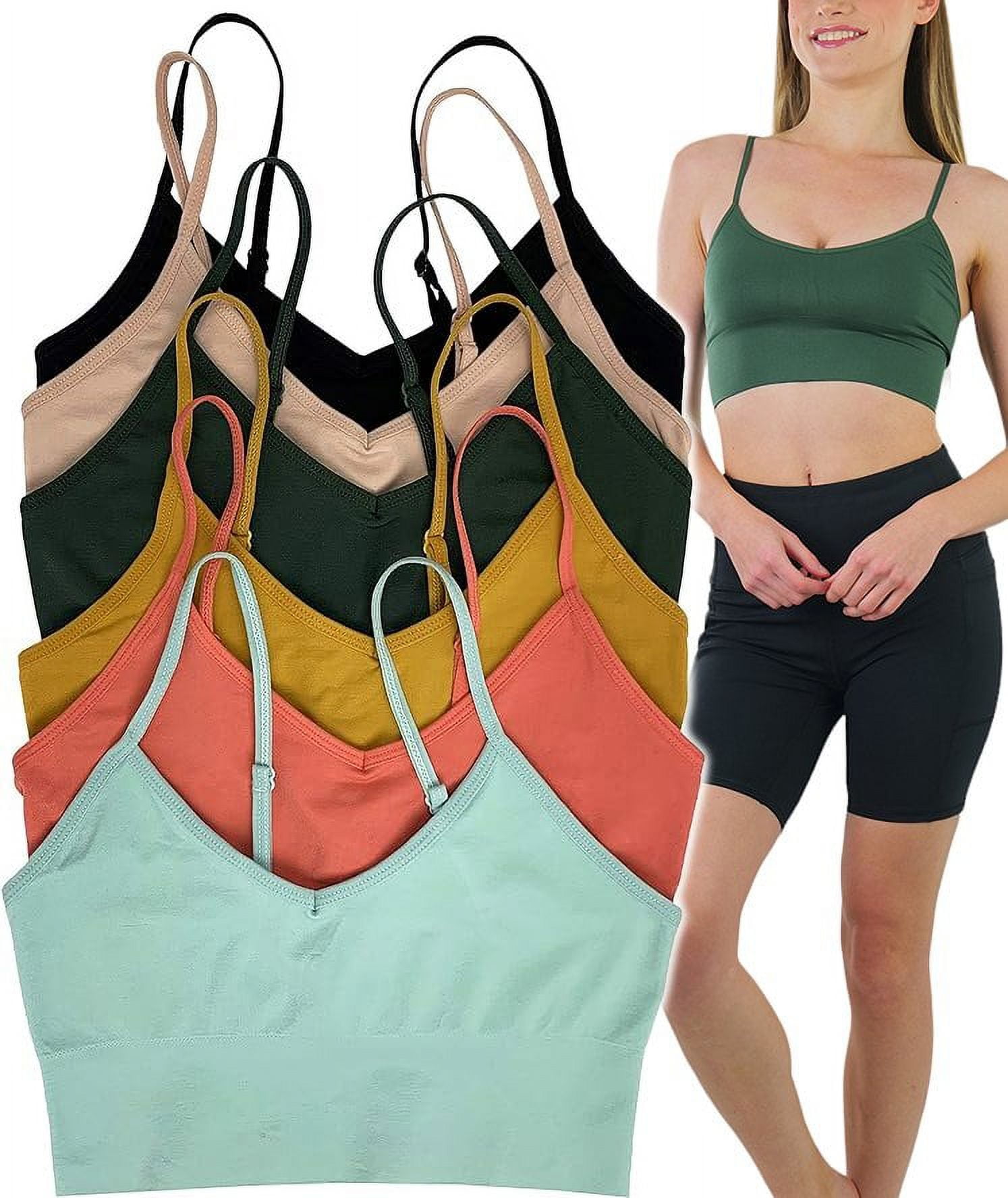 ToBeInStyle Women's Comfortable Breathable Sports Bralette - Pack of 6 ...