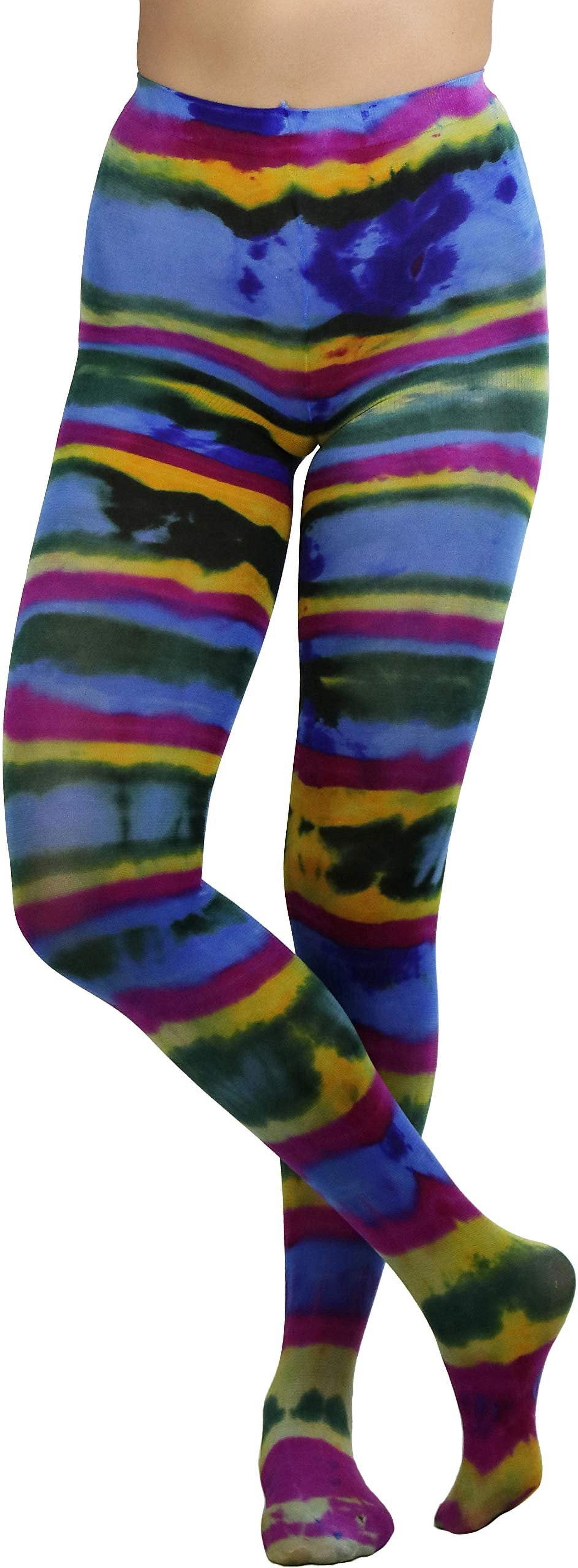 ToBeInStyle Womens Vibrant Multicolored Rainbow Opaque Fashion Tights ...