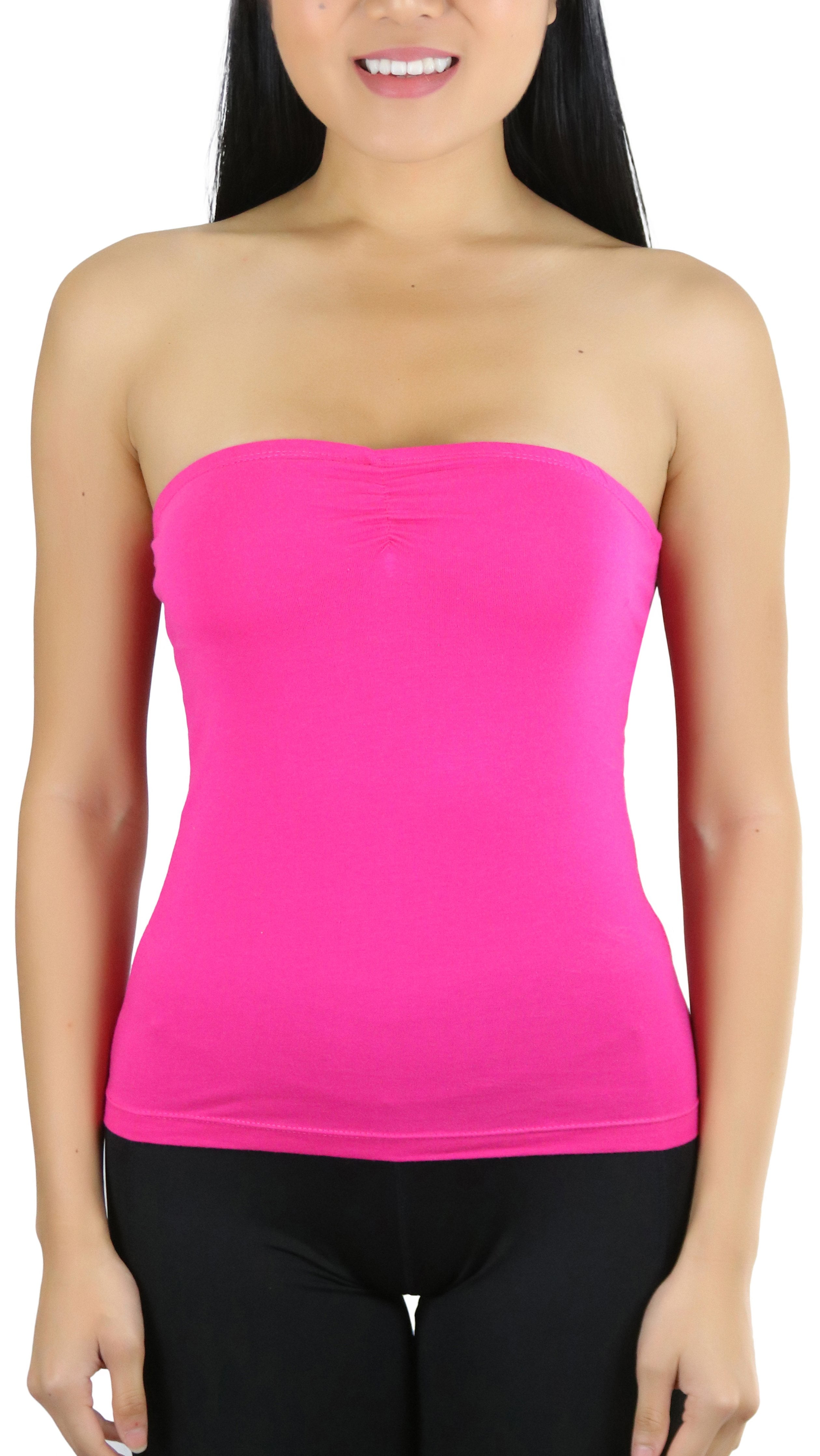 ToBeInStyle Women's Sweetheart Neck Bandeau Knit Tube Top - Rose ...
