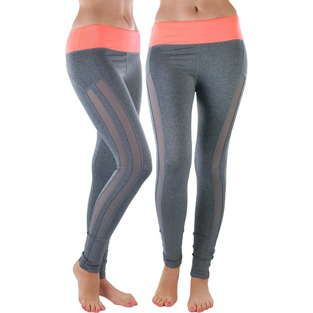 ToBeInStyle Women's Two Tone Mesh Panel Active Leggings - Walmart.com