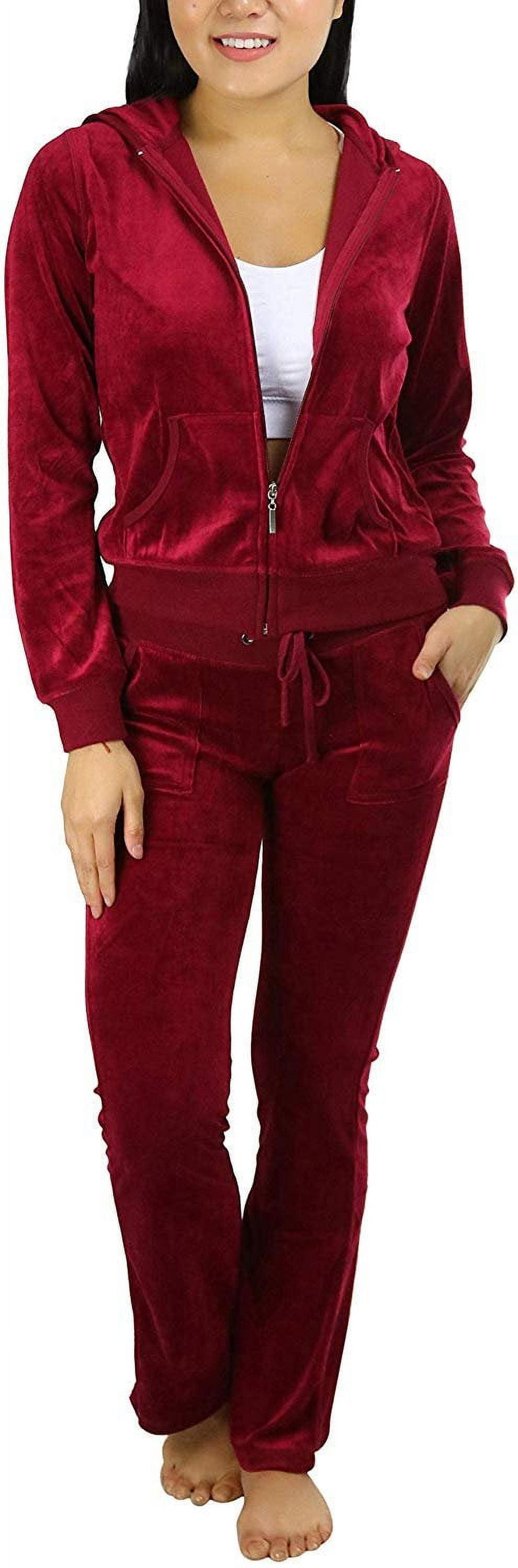 ToBeInStyle Women's Velour Tracksuit Zip-Up Hooded Jacket and Matching ...
