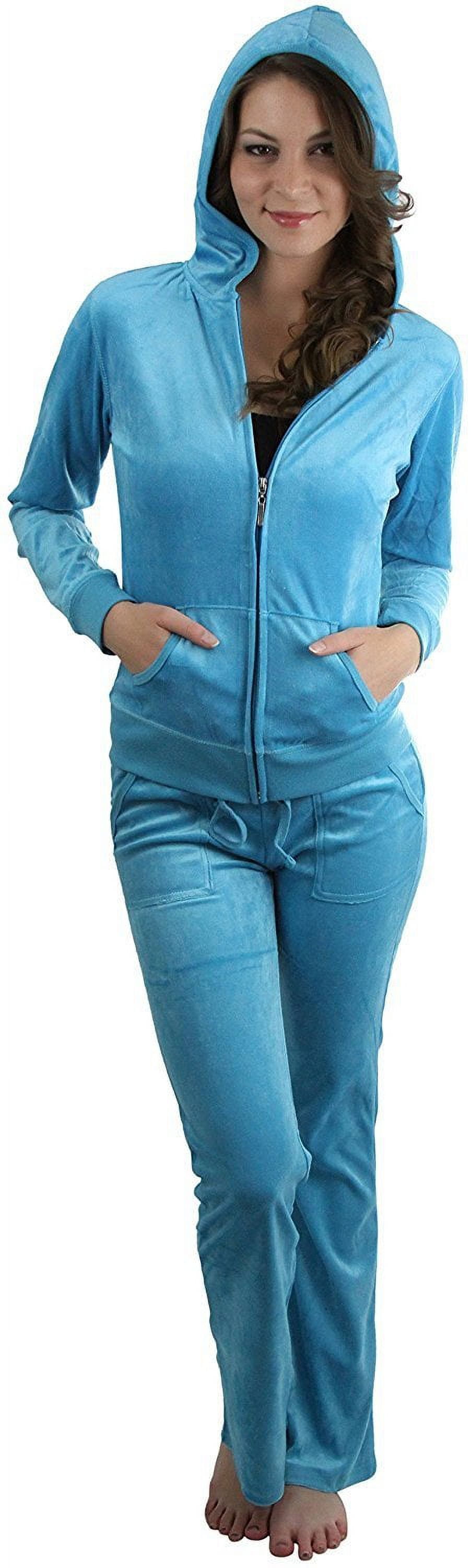 ToBeInStyle Women's Velour Tracksuit Zip-Up Hooded Jacket and Matching ...