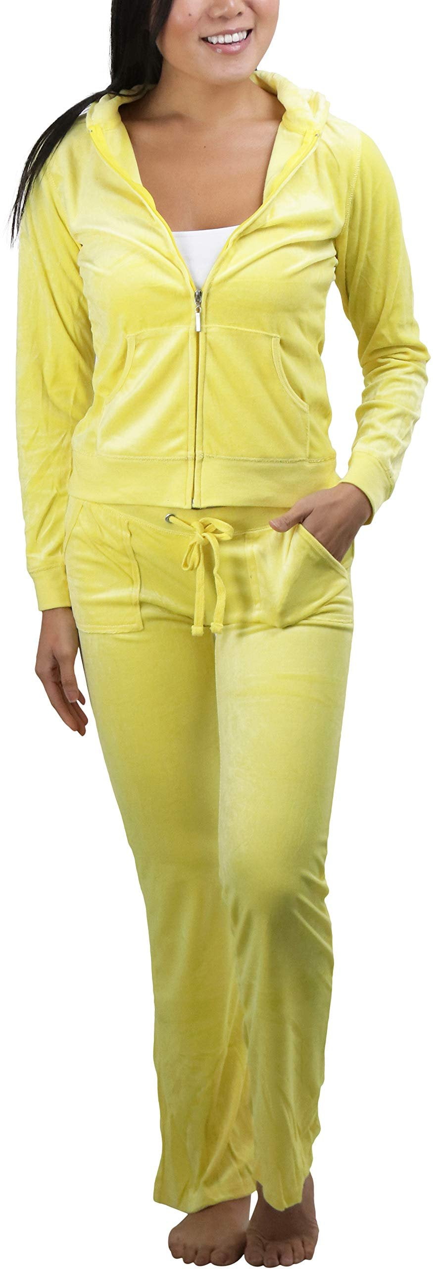 ToBeInStyle Women's Velour Tracksuit Zip-Up Hooded Jacket and Matching ...