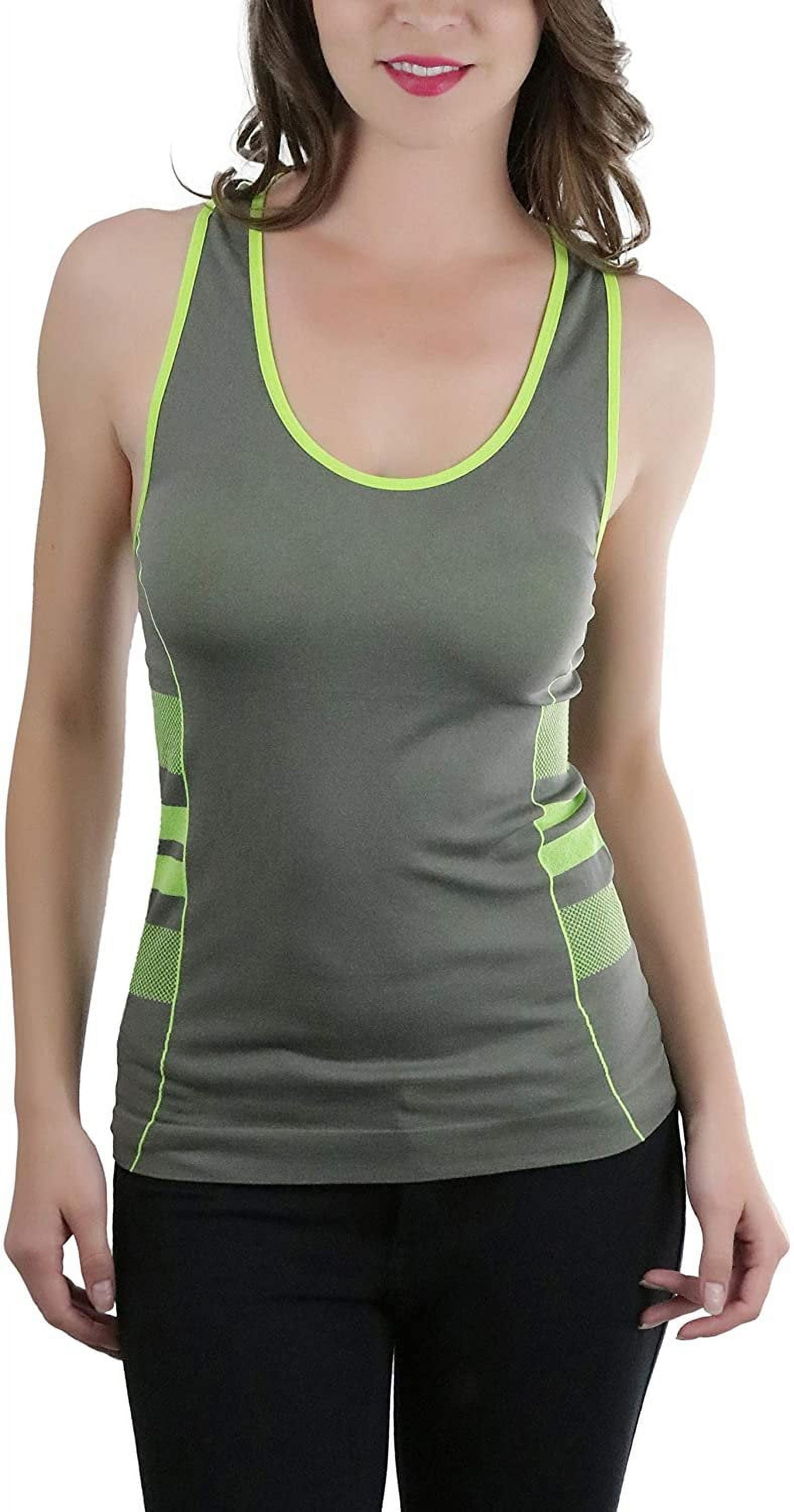 ToBeInStyle Women's Wide Strap Racerback Active Tank Top - Grey - One ...