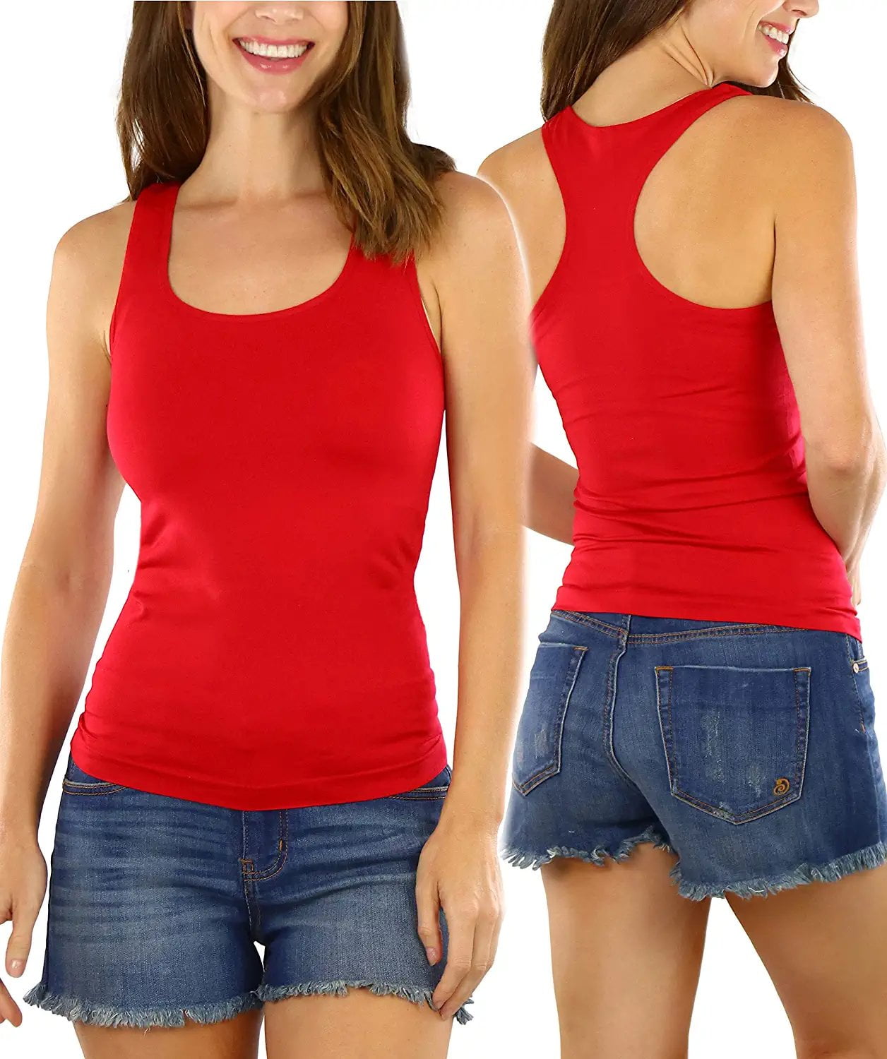 ToBeInStyle Women's Wide Strap Racerback Active Tank Top - Red - One ...