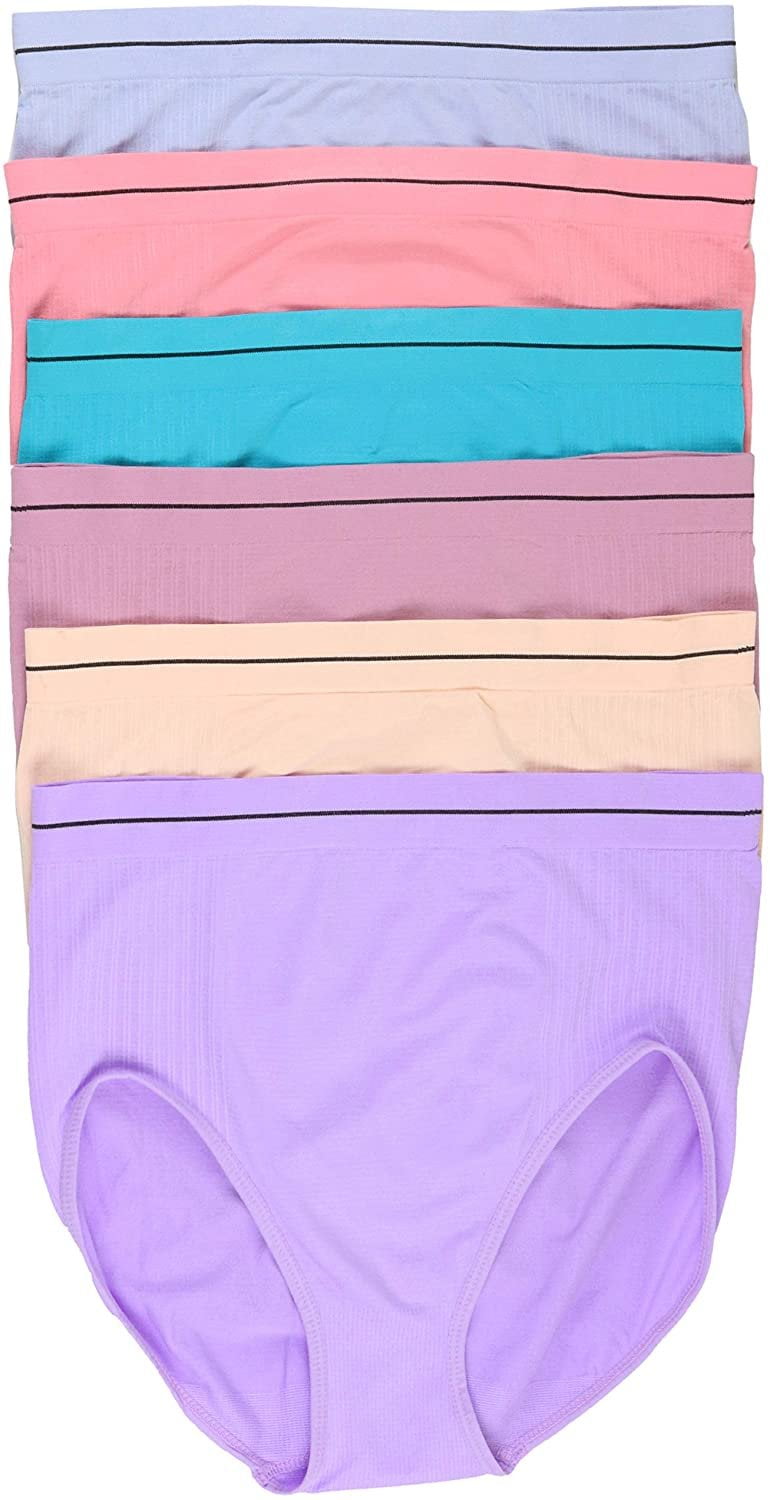 ToBeInStyle Womens 6 Pack Plus Size Seamless Flower High Waist Briefs ...