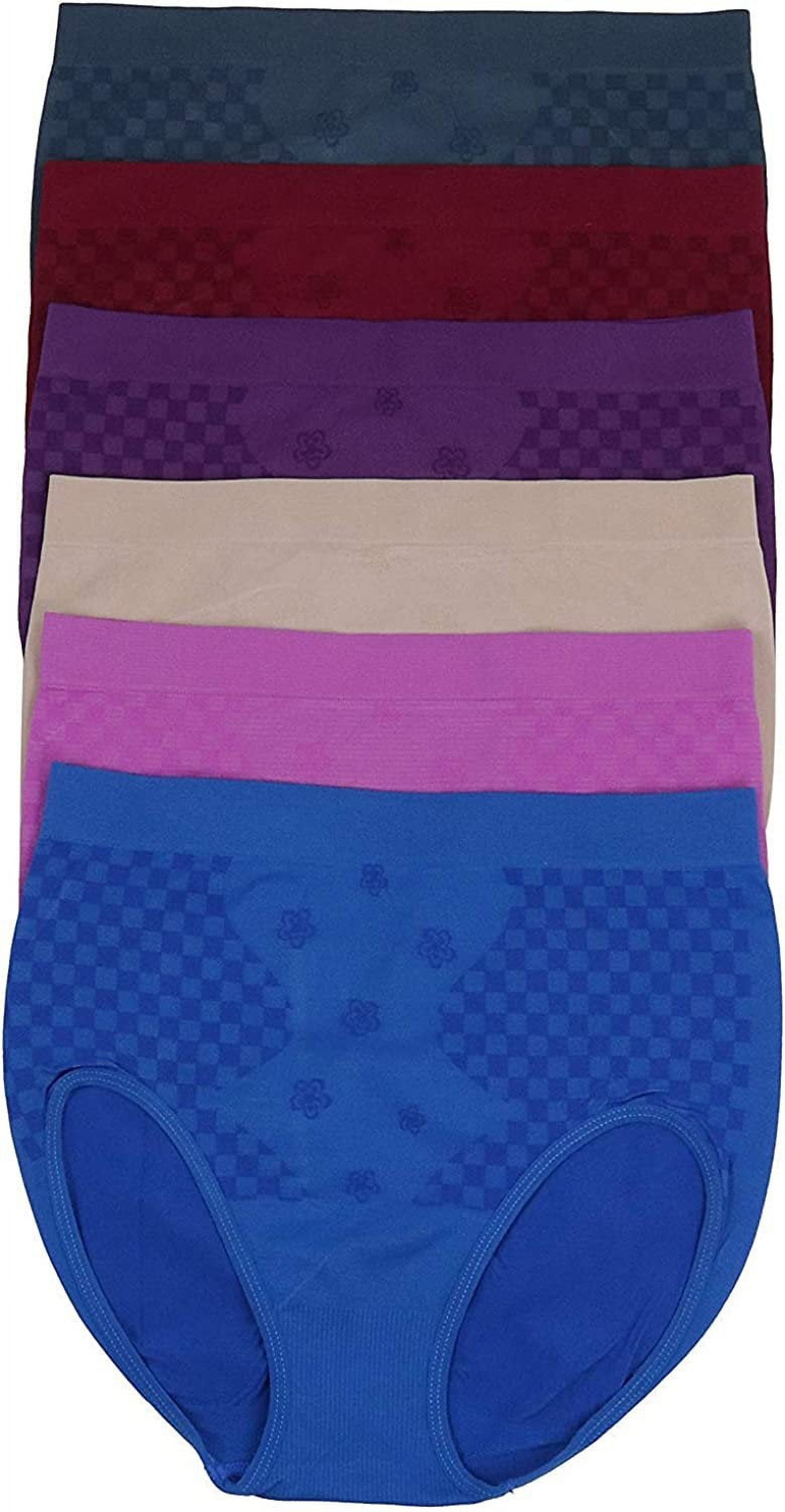 ToBeInStyle Womens 6 Pack Plus Size Seamless Flower High Waist Briefs ...