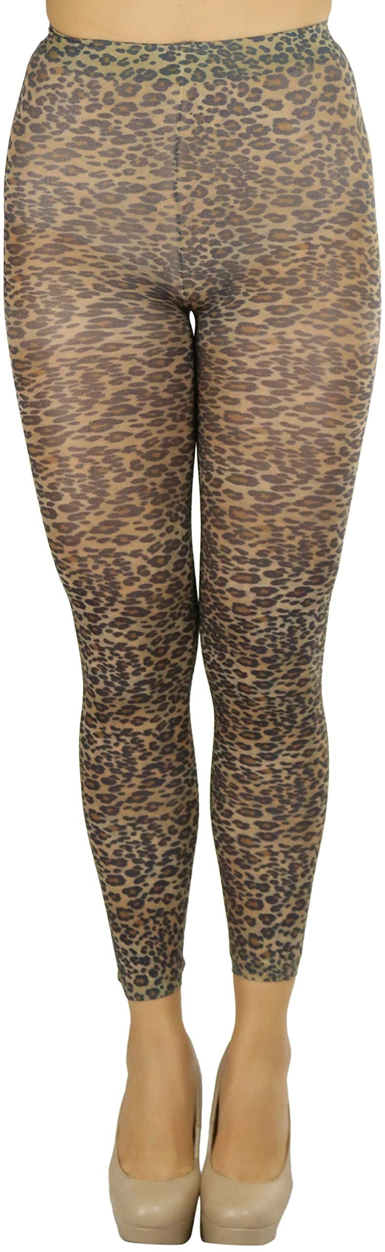 ToBeInStyle Womens Nylon Footless Tights Hosiery W/Leopard Cheetah Animal Print - Leopard Brown ...