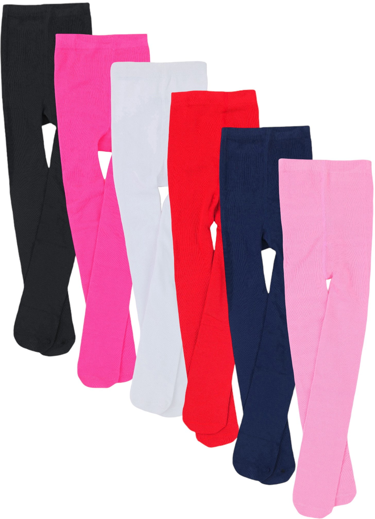 ToBeInstyle Girls' 6 Pack Solid Color Acrylic Footed Tights - Assorted ...