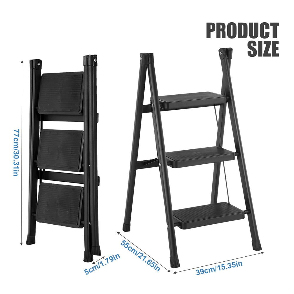 ToHu 3 Step Ladder Steel Kitchen Ladder Stool Ladder Step Stool ...