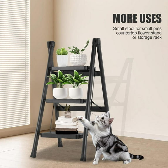 TOHU 3 Step Ladder Stool Ladder Steel Ladder 3 Step with Anti-Slip ...