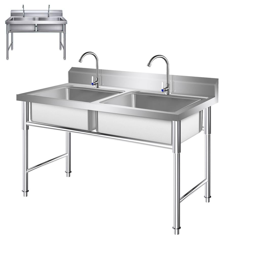 TOHU Commercial Kitchen Sink 2-Compartment Stainless Utility Washing ...
