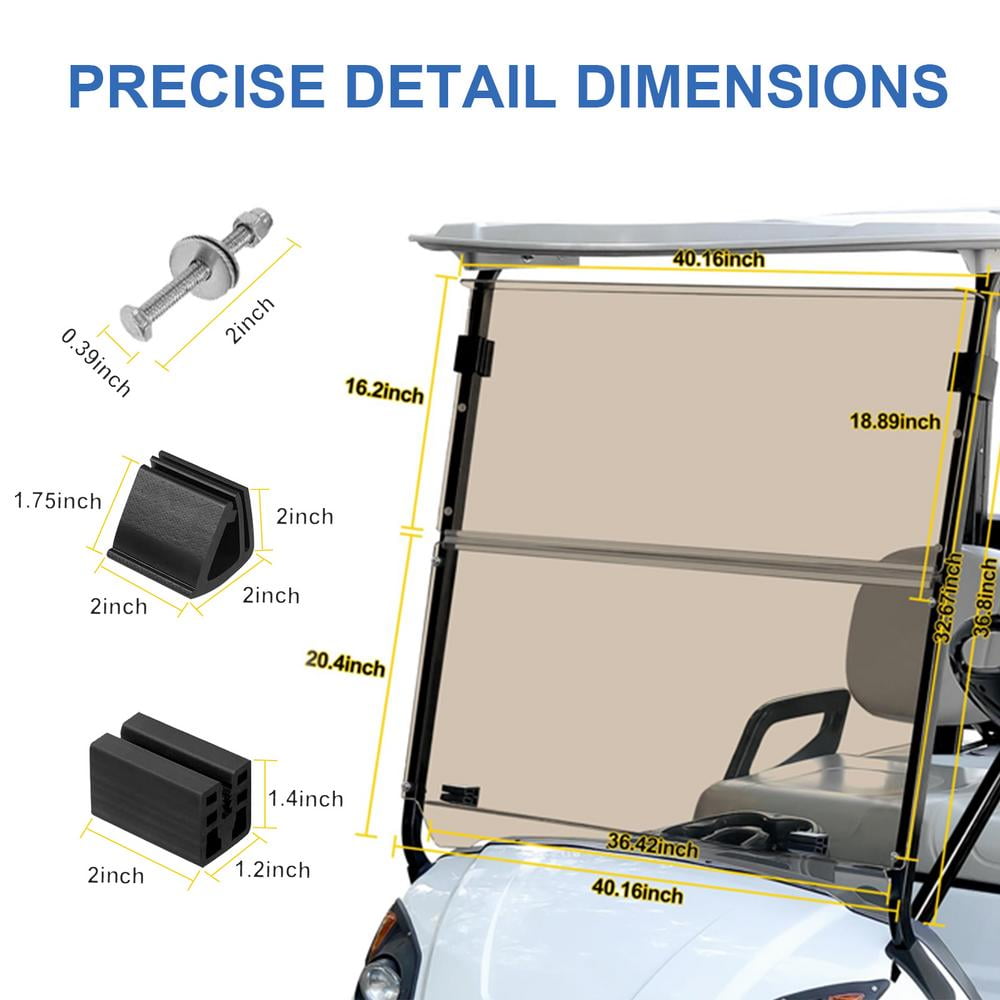 TOHU Golf Cart Windshield Impact Resistant Windshield Easy-to-Install ...