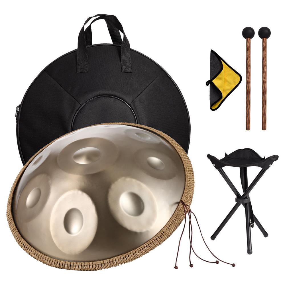 TOHU Hand Pan Drum D Minor 10-Note Handpan for Adults Golden Portable ...