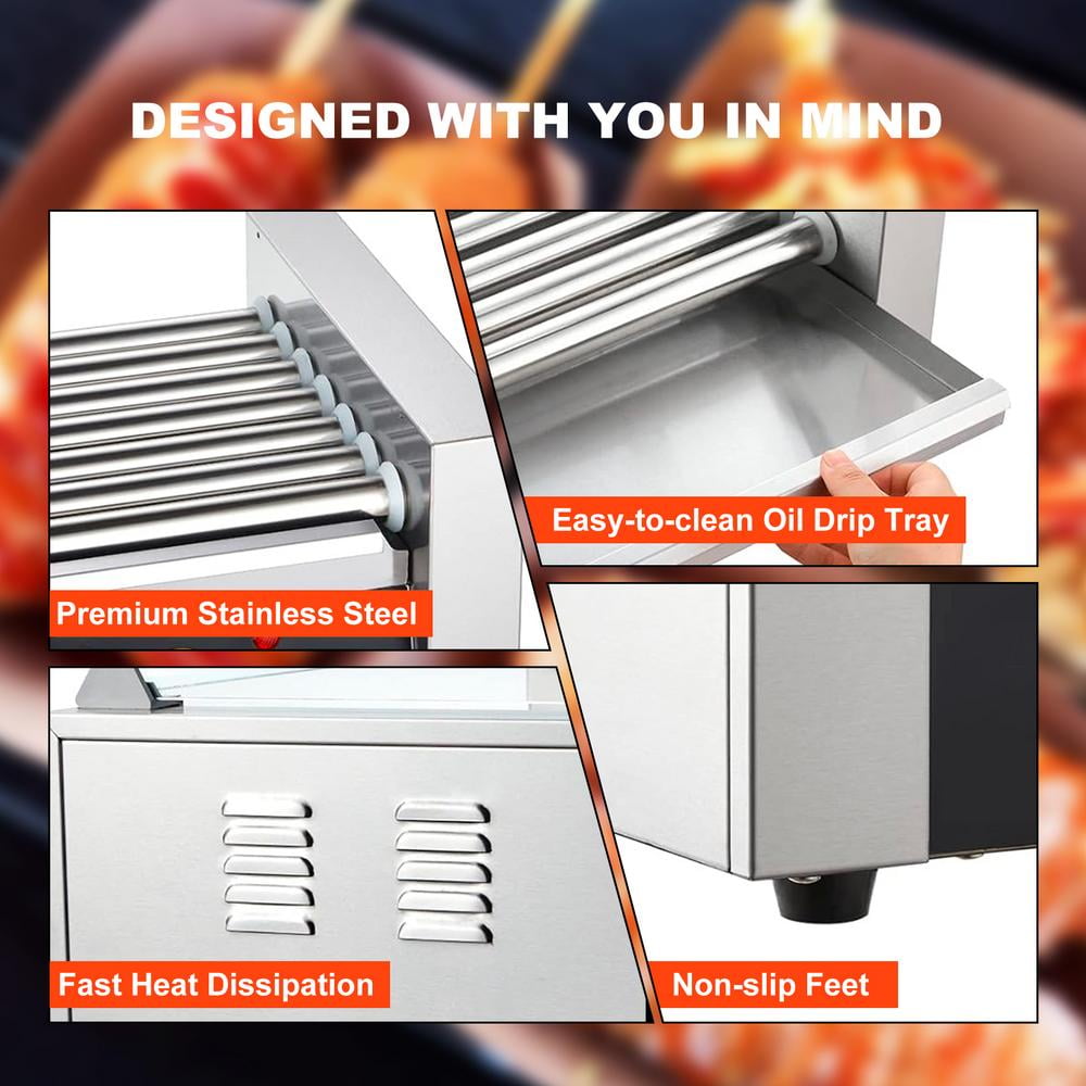 ToHu Hotdog Roller Grill 7 Rollers Sausage Grill Cooker Machine 17 Hot ...