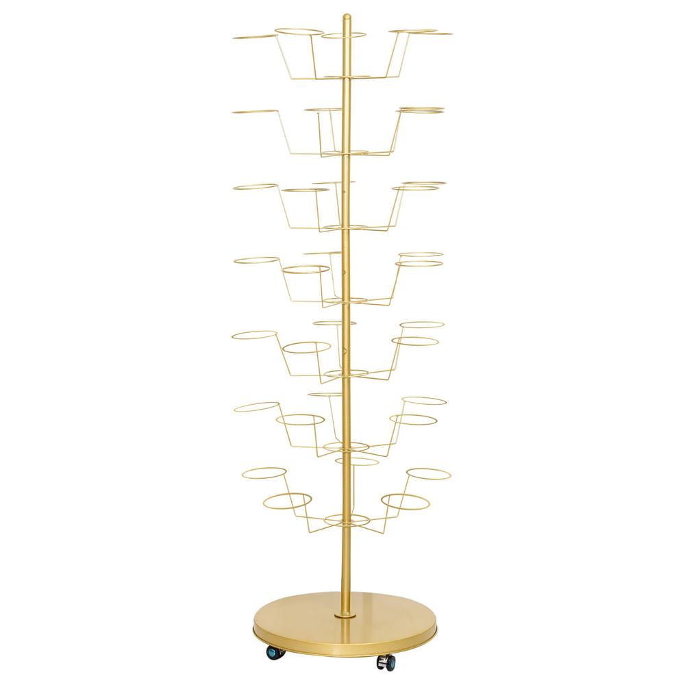 ToHu Standing Hat Rack Tree 7-Tier Gold Metal Movable Tree Rack Stand ...