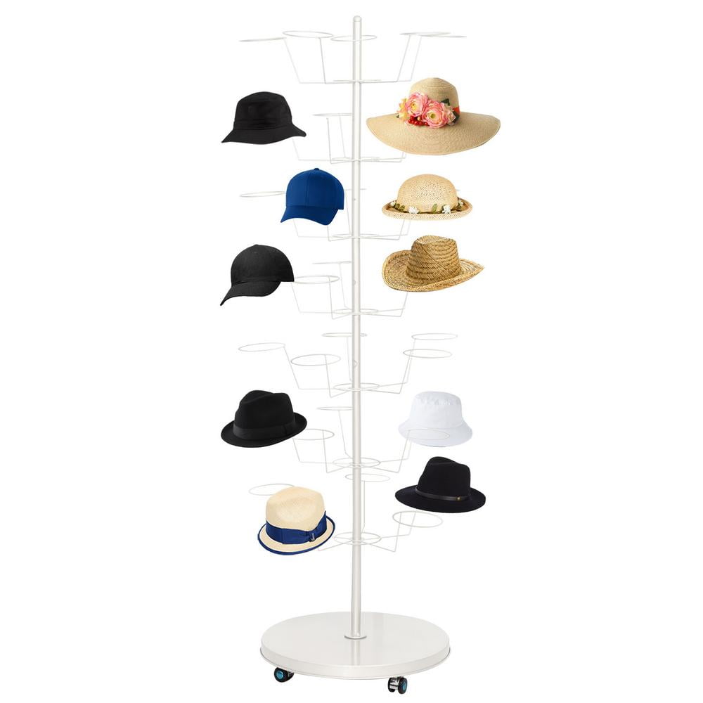 ToHu Standing Hat Rack Tree 7-Tier White Metal Freestanding Retail ...