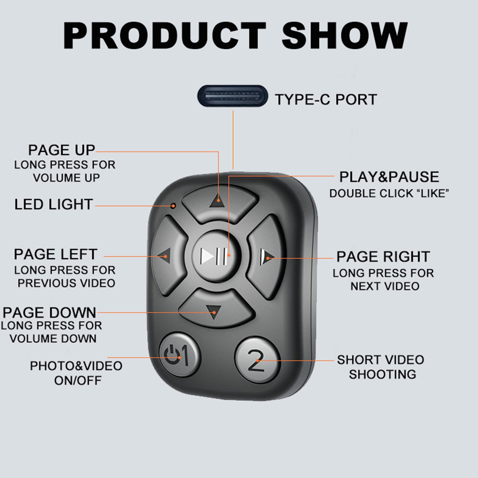TOHU TikTok Scrolling Ring Bluetooth Camera Remote Control Scroller ...