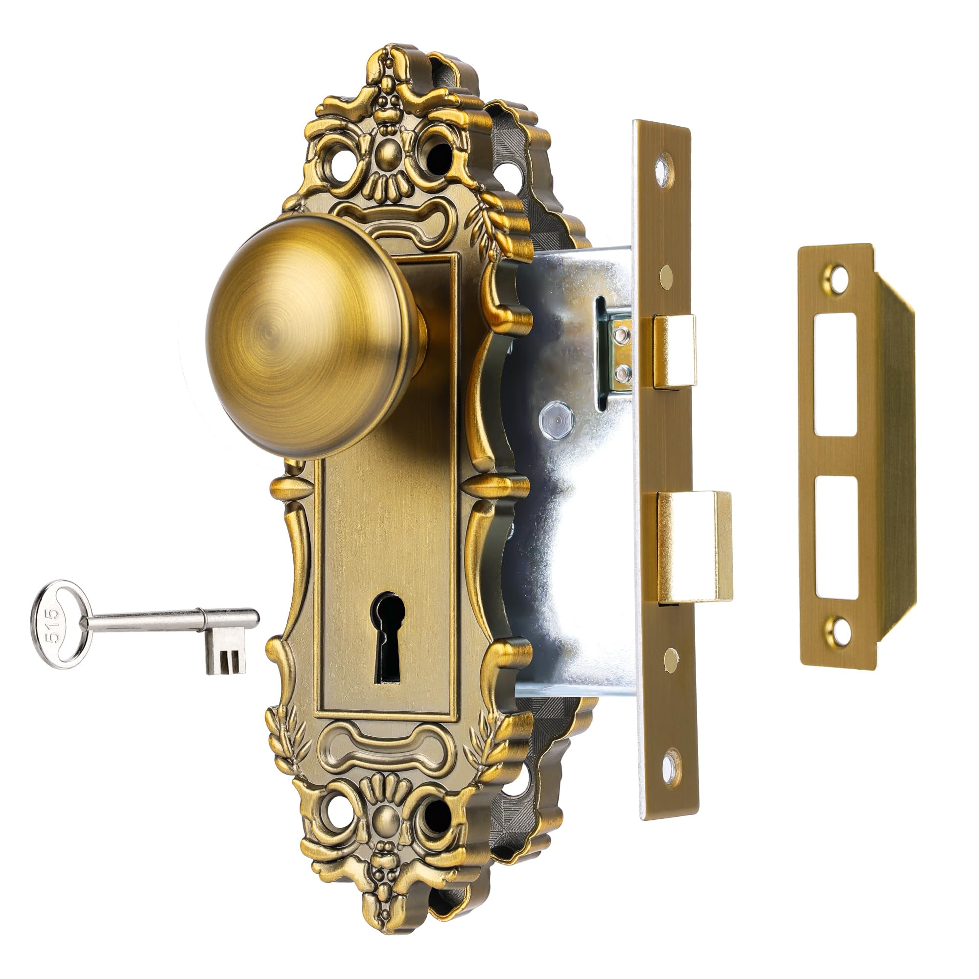 ToPToToo Mortise Lock Set for Interior Door, Vintage Brass Door Knob ...
