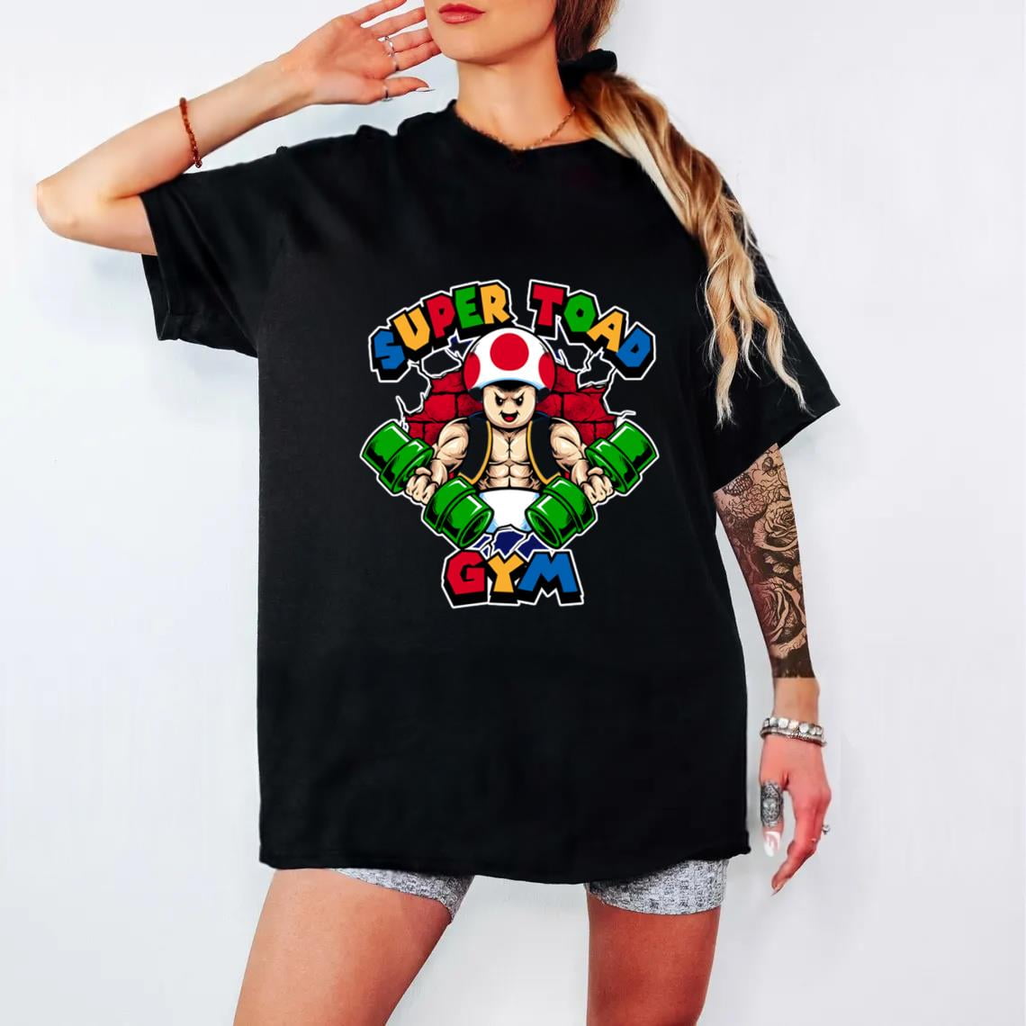 Toad Gym Hero T-Shirt Game Workout Power with Mushroom Vibes, for men ...