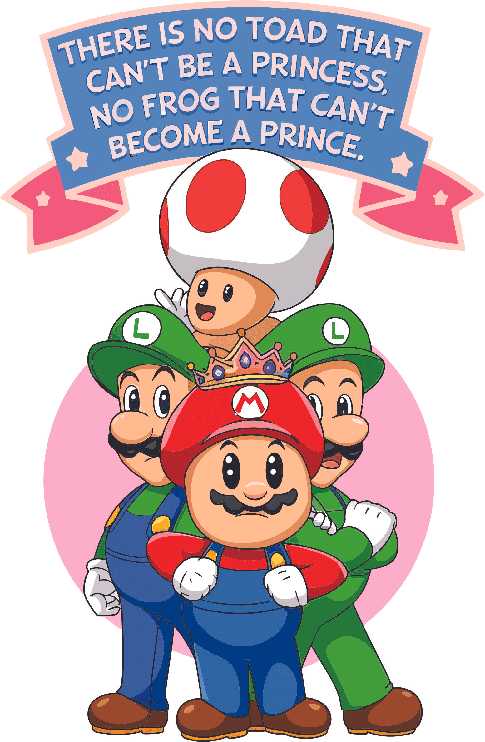Toad Princess Frog Prince Red Green Plumber Brothers Retro Videogame ...