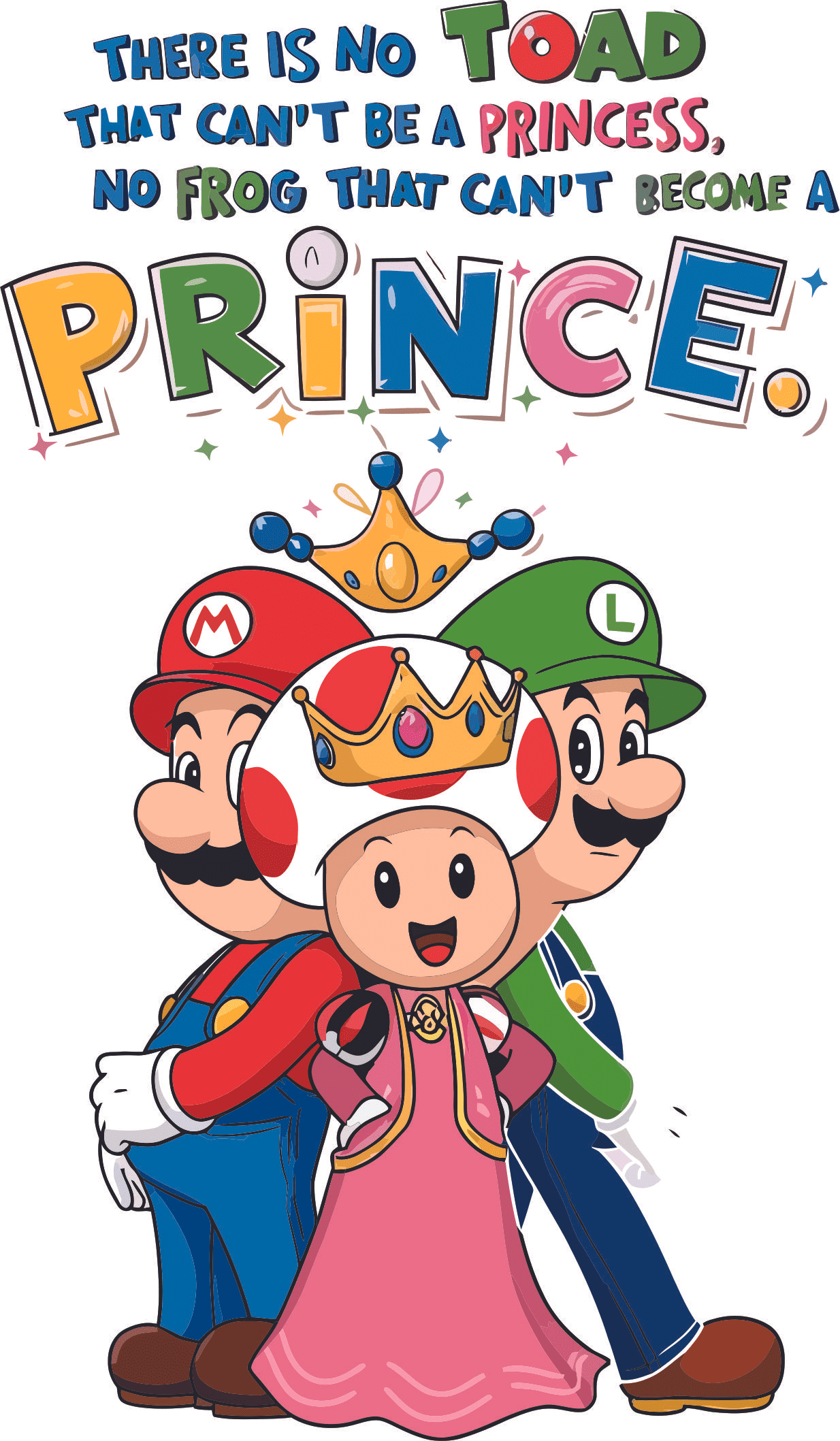 Toad Princess Frog Prince Red Green Plumber Brothers Retro Videogame ...