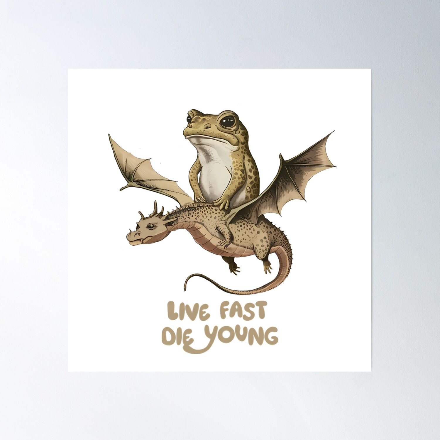 Toad Riding A Dragon - Goblincore - Live Fast Die Young Poster Wall Art ...