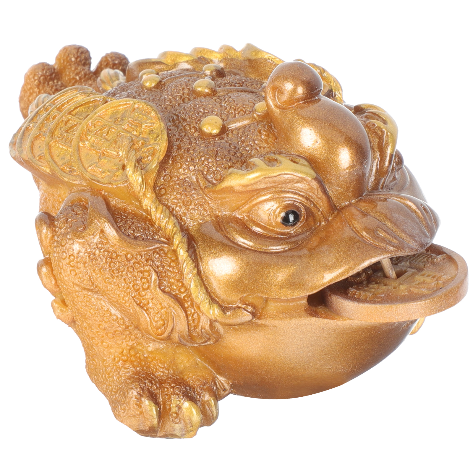 Toad Tea Pet Ornament Meditating Statue Frog Sculpture Retro Decor Para ...