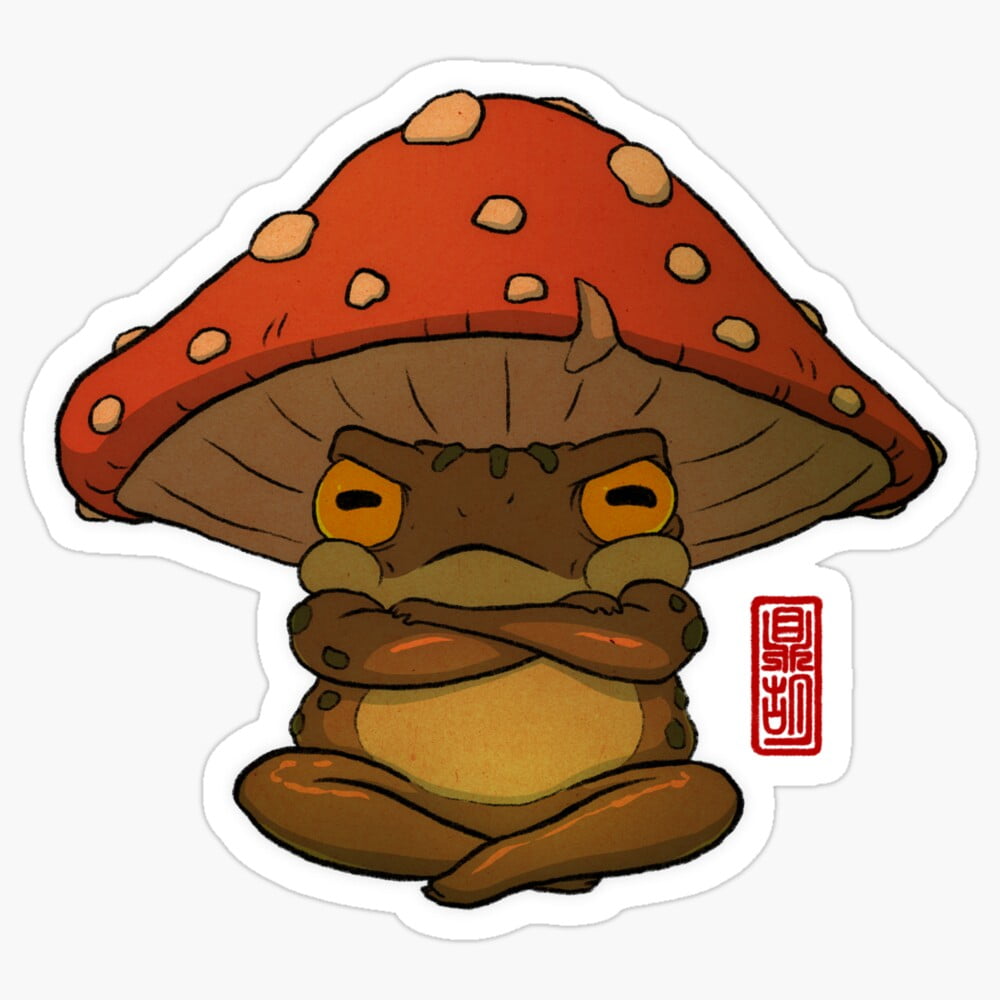 Toad In Toadstool Hat Art No Background Stickerphone Decal Water Bottle ...