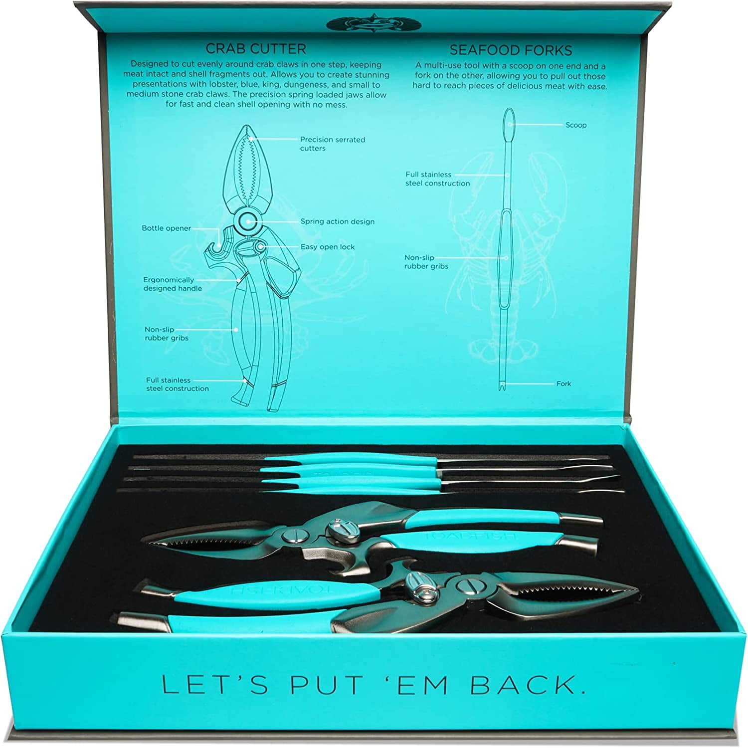 Toadfish Crab & Lobster Seafood Tool Set - 2 Shell Crackers With ...