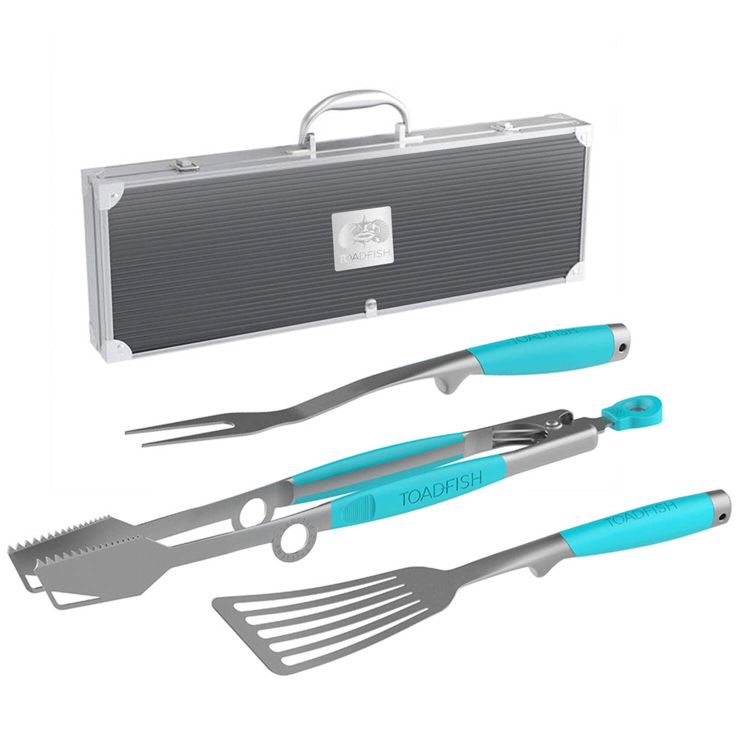 Toadfish Ultimate Grill Set + Case - Tongs, Spatula Fork [1092] - Walmart.com
