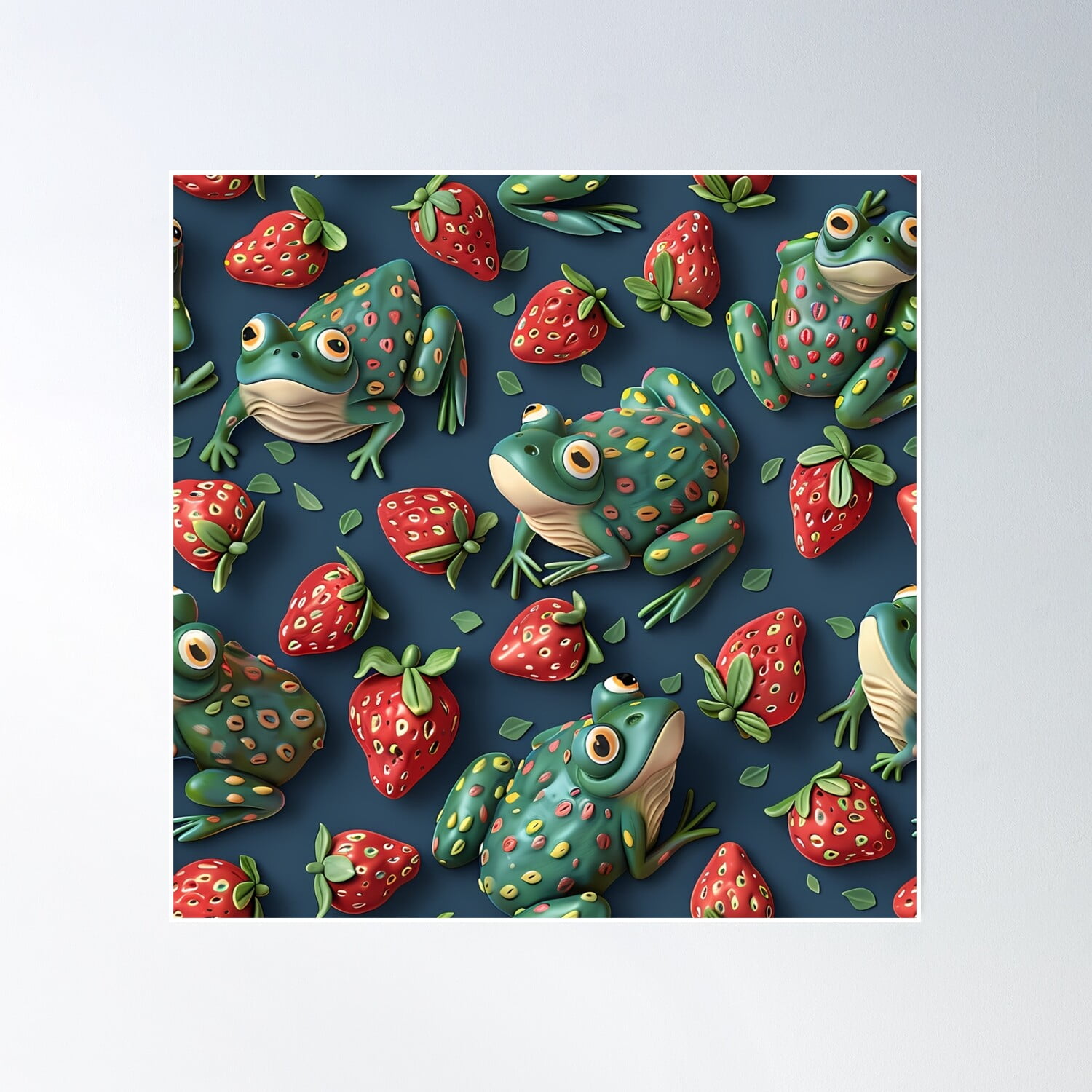 Toads And Strawberries 3D Effect Pattern - Goblincore Aesthetic ...