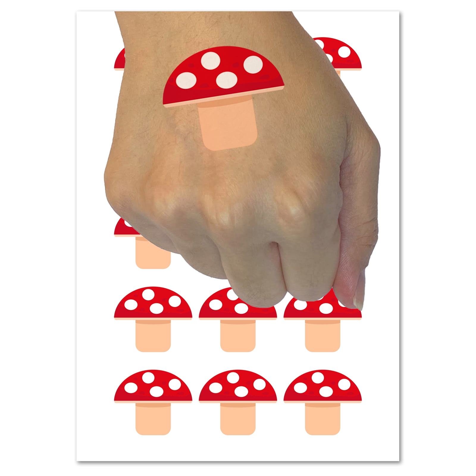 Toadstool Mushroom Water Resistant Temporary Tattoo Set Fake Body Art ...