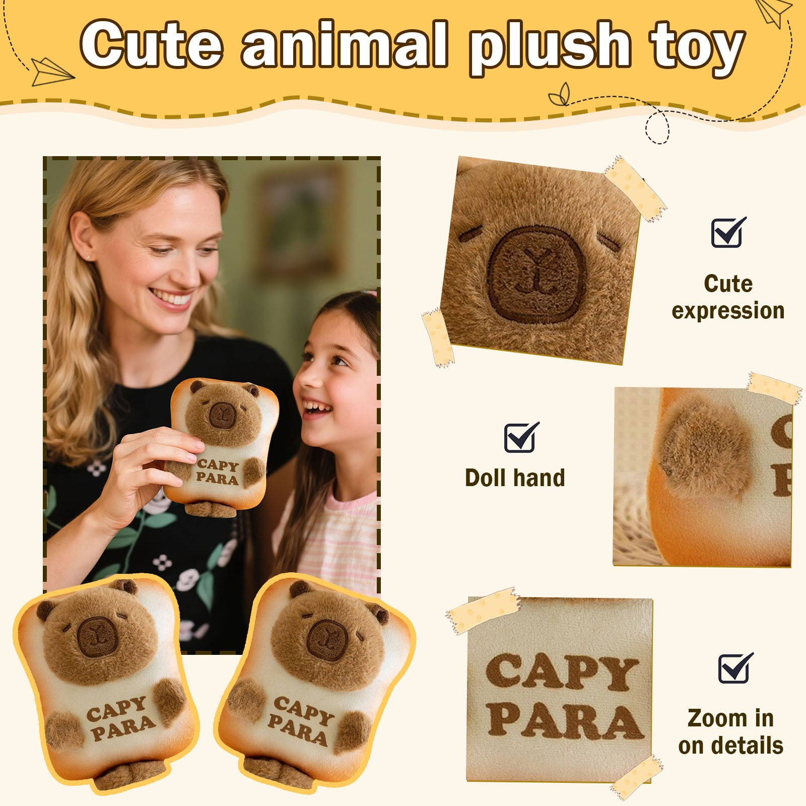 Toast Capybara Plush Toy - 9In Toast Capybara Plush , Soft Capybara ...
