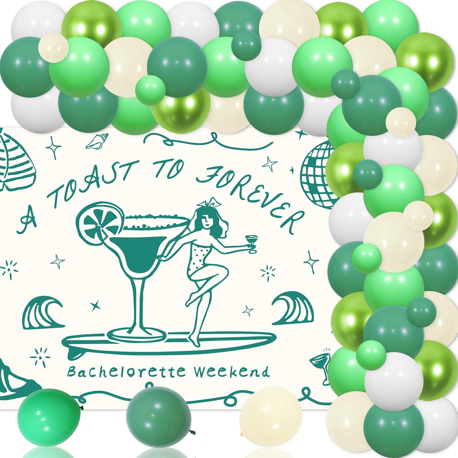 A Toast to Forever Coastal Bachelorette Party Decorations Green ...