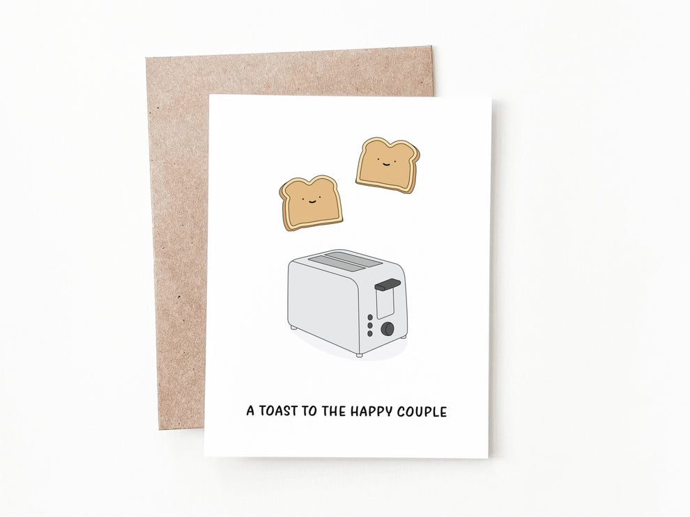 Toast to the Happy Couple Card – Cute Cartoon Toaster and Toast Bread ...
