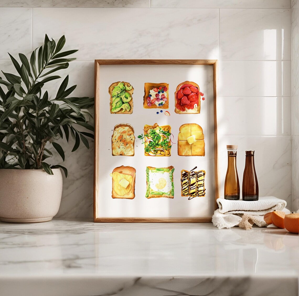 Toast Print, Bread Poster, Restaurant Decor, Breakfast Print, Food ...