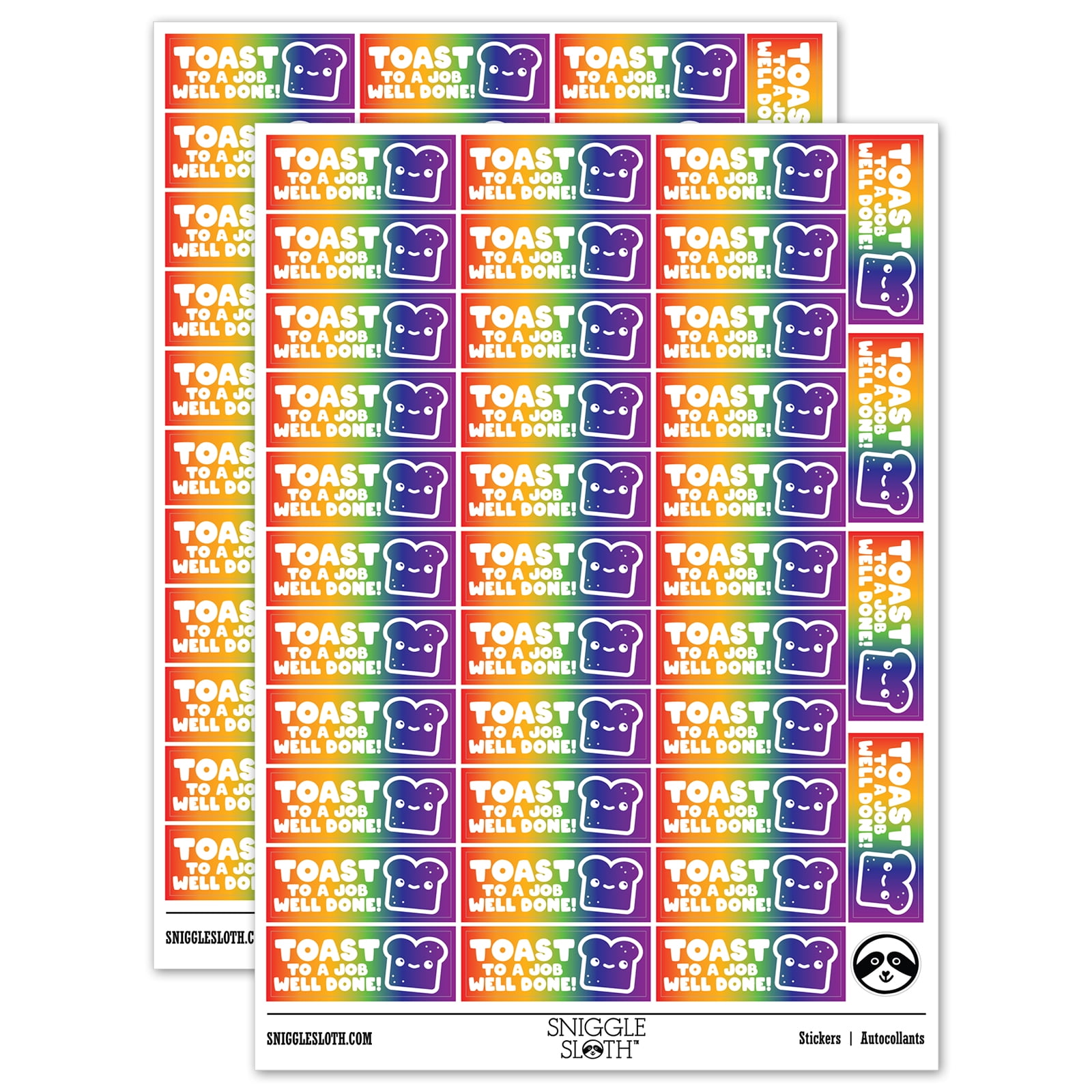 Toast to a Job Well Done Teacher Student School Sticker Set - Rainbow ...