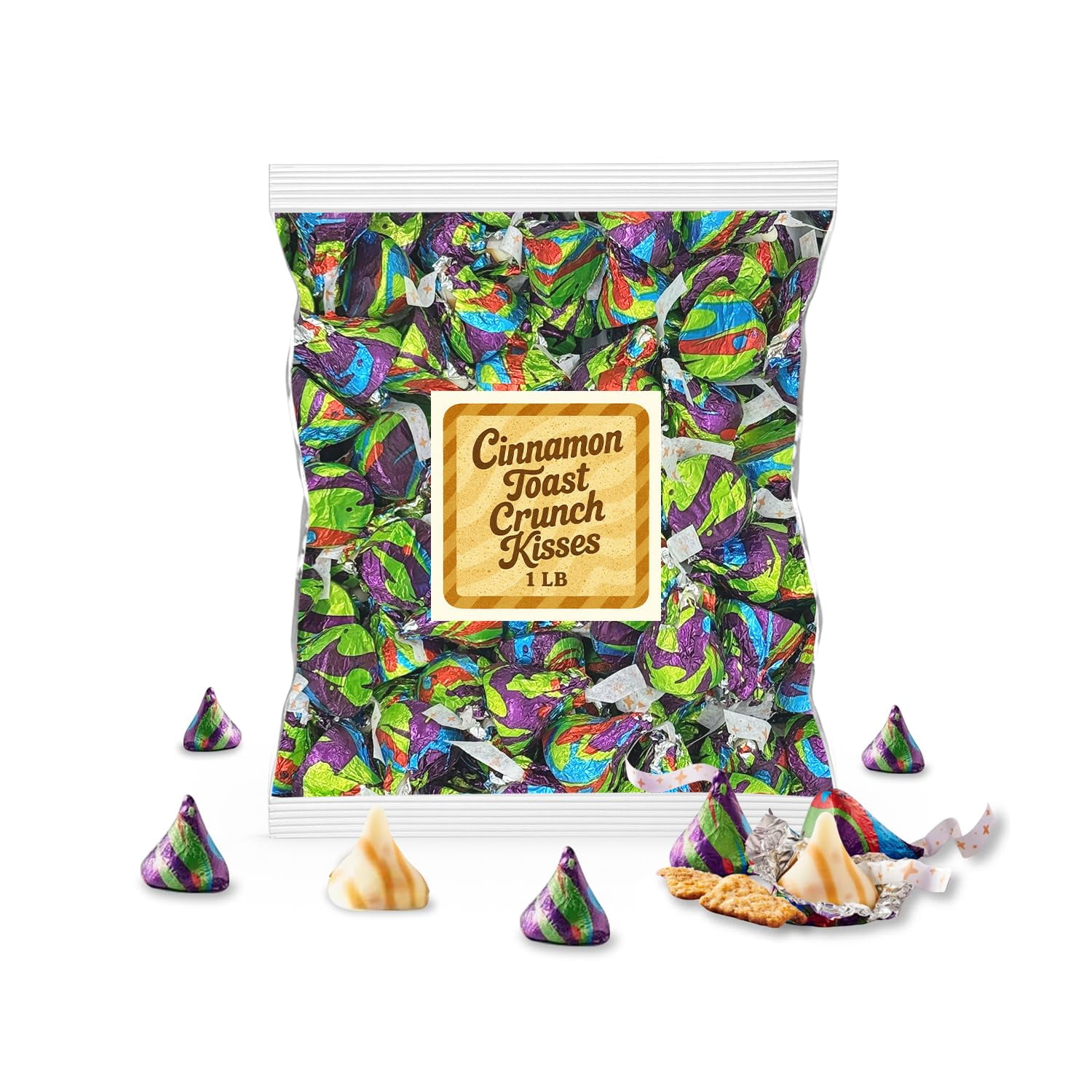 Toasted Cinnamon Sugar Crunch BCF26 Kisses - White Creme Candy, 1 LB ...