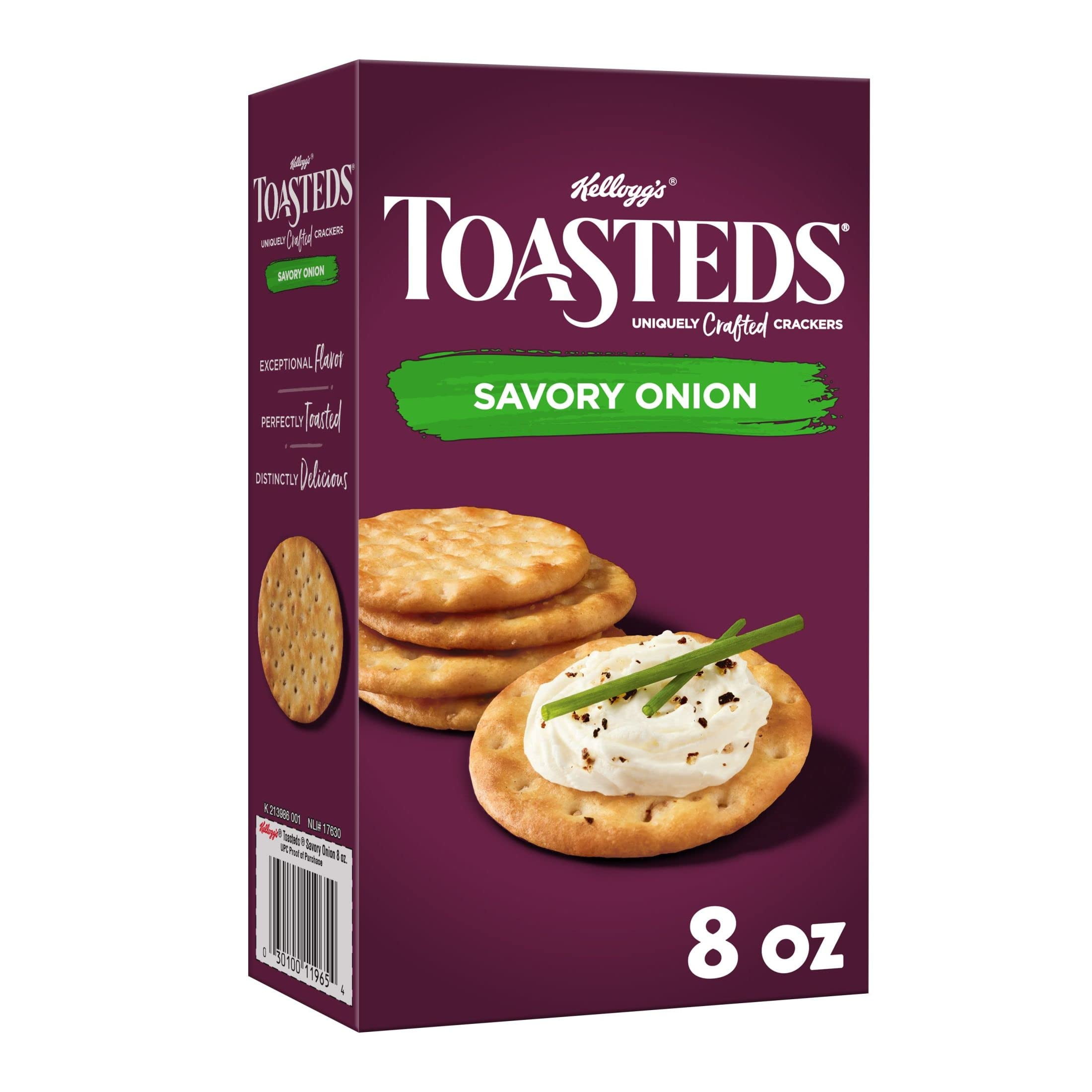 Toasteds Crackers, Party Snacks, IRF13 Lunch Snacks, Savory Onion, 8oz ...