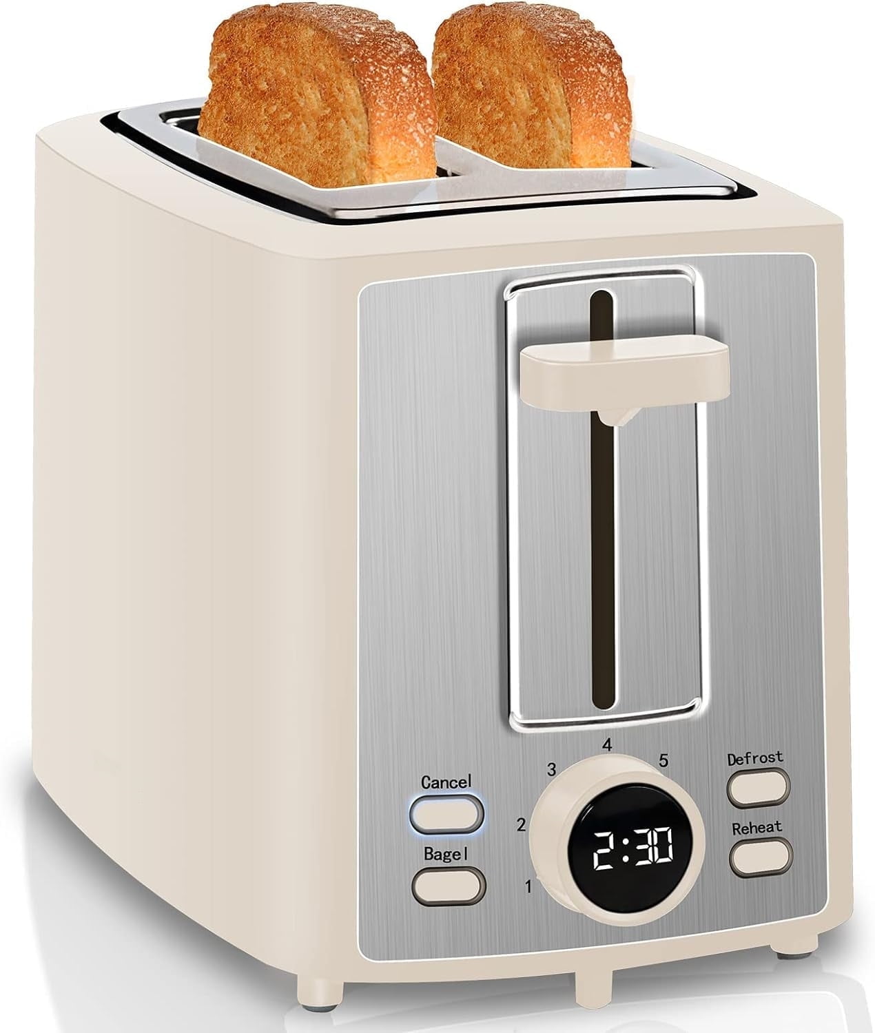 Toaster 2 Slice, Bread Toaster with LCD Display, 7 Shade Settings, 1.4 ...