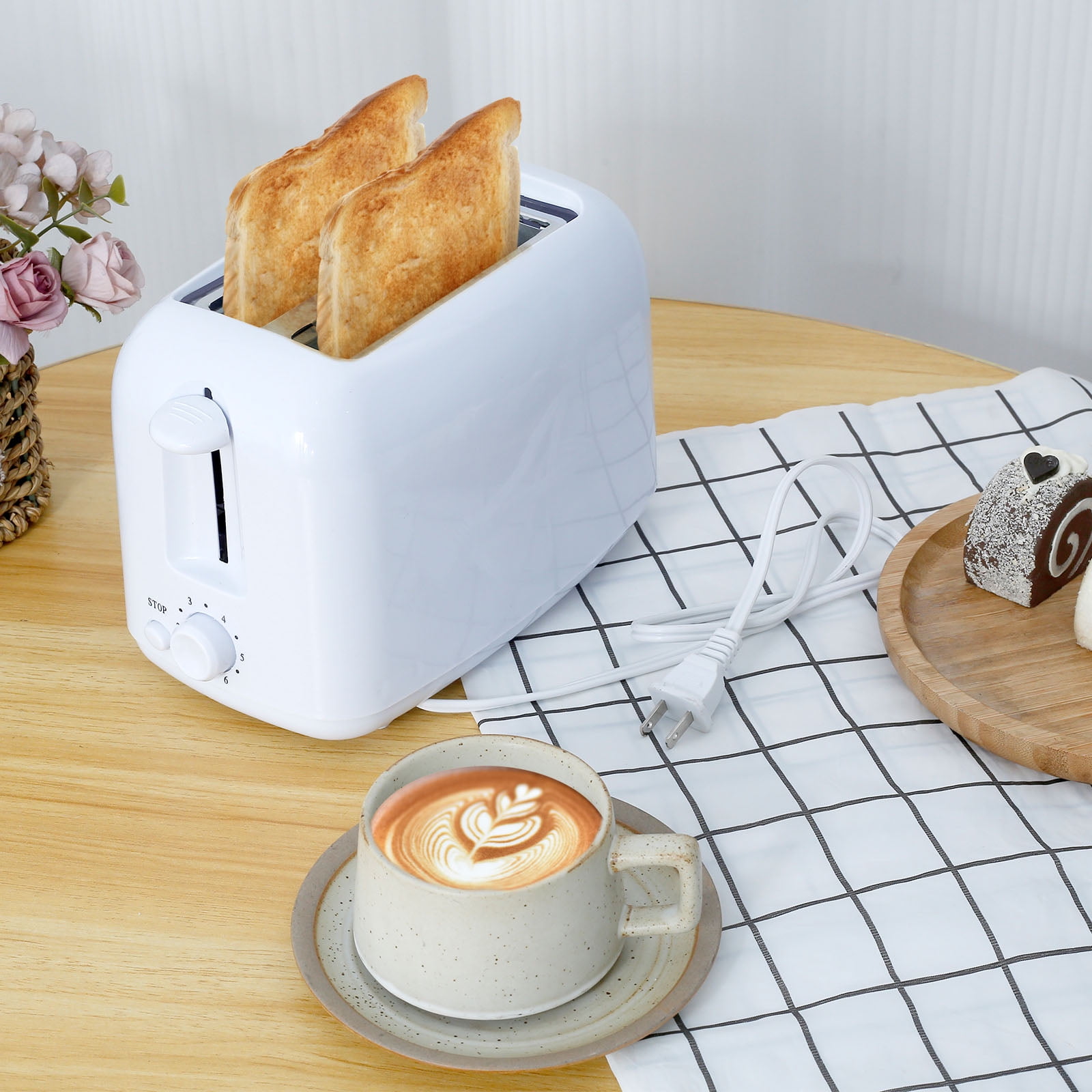 Toaster 2 Slice Bread Toaster with Double Wide Slots 6 Settings Slice ...