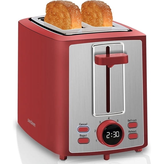 Toaster 2 Slice, Bread Toaster with LCD Display, 7 Shade Settings, 1.4 ...