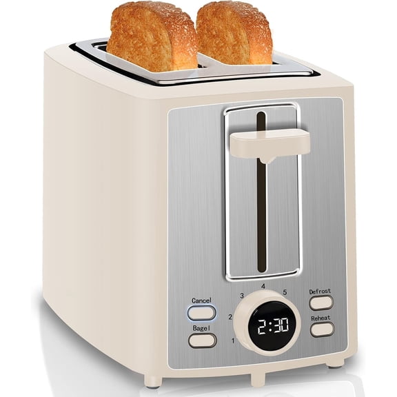 Toaster 2 Slice Retro Stainless Steel with 1.5” Extra Wide Slots Bagel ...