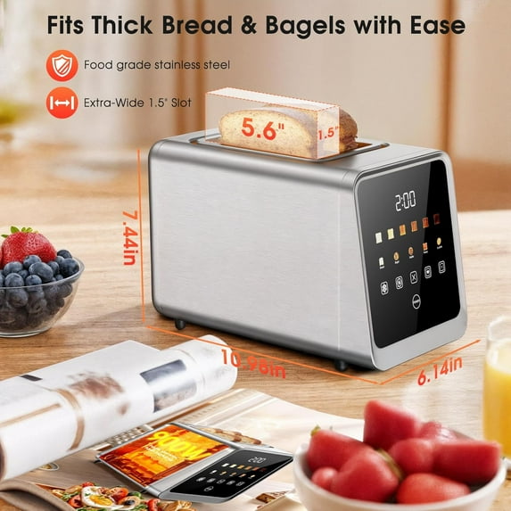 2 Slice Toaster with Smart Digital Touchscreen & 1-Touch Memory ...