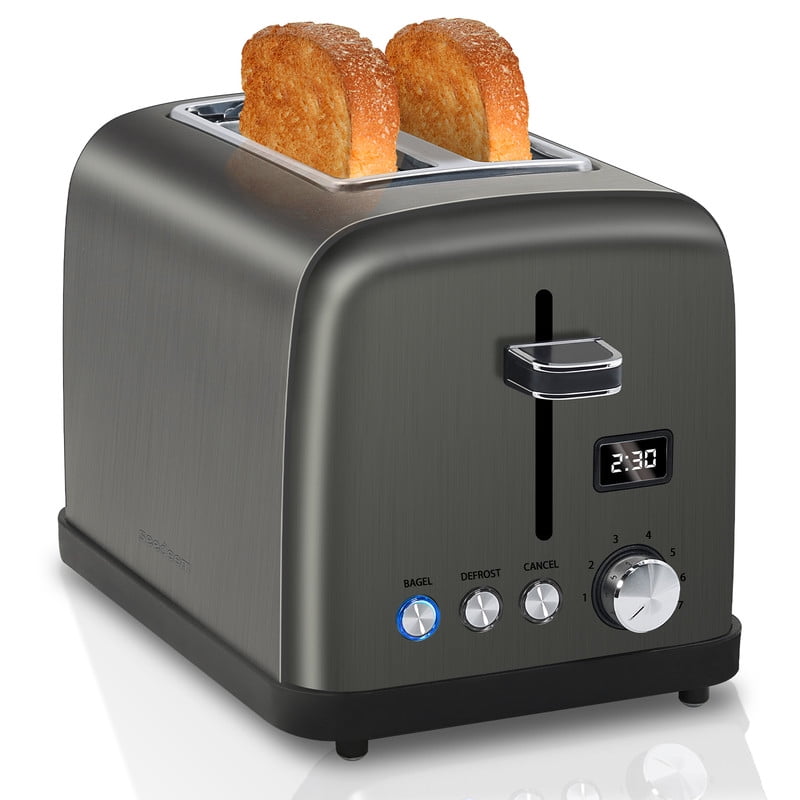 Toaster 2-Slice, Stainless Steel Toaster, LCD Digital Display, 1.4 ...