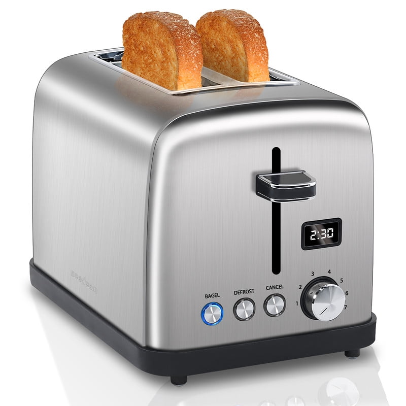 Toaster 2-Slice, Stainless Steel Toaster, LCD Digital Display, 1.4 ...