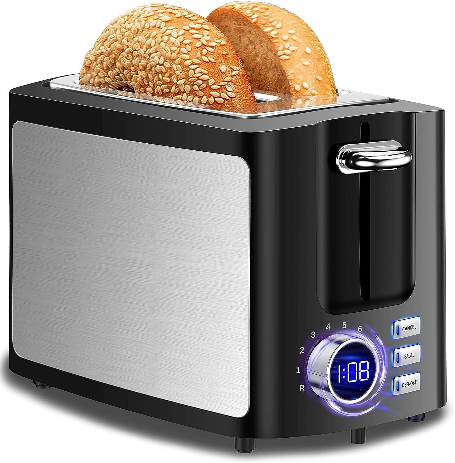 Toaster 2 Slice Wide Slot Toaster Rated Displav Toasters with LCD ...