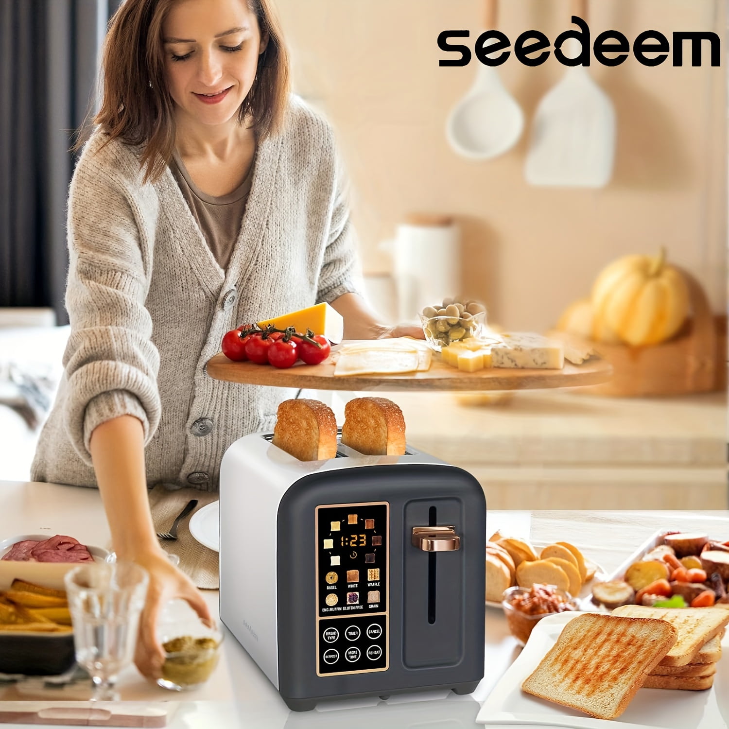 Toaster 2 Slices, Stainless Steel Toaster with LCD Display and Touch ...