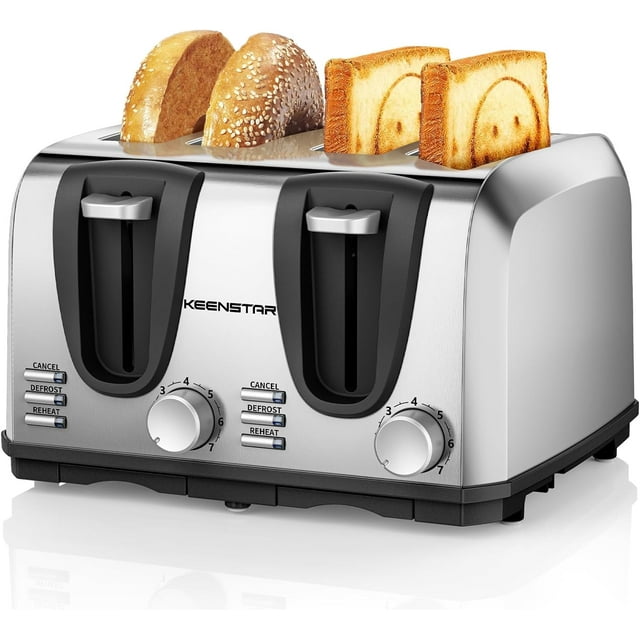 Toaster 4 Slice, Bread Toaster with Dual Control Panels Extra-Wide Slot ...